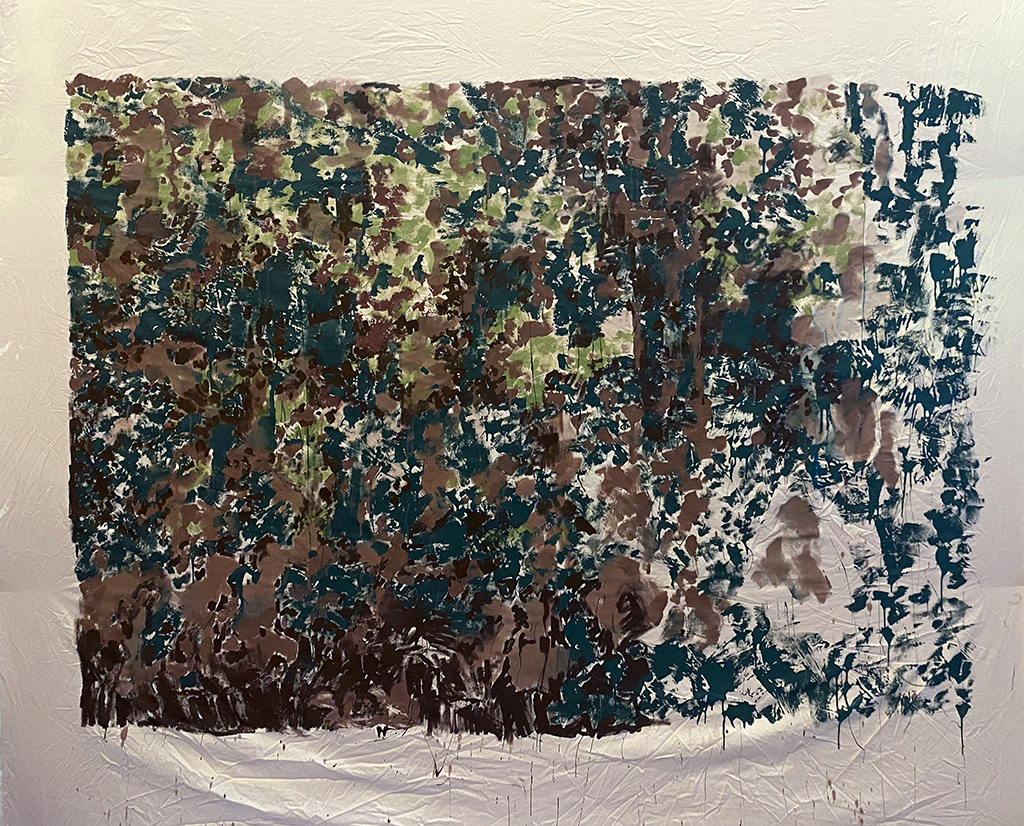 Heather Rubinstein Abstract, installation, stitched painting