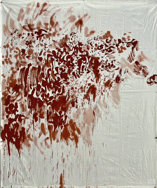 Heather Rubinstein Abstract, installation, stitched painting