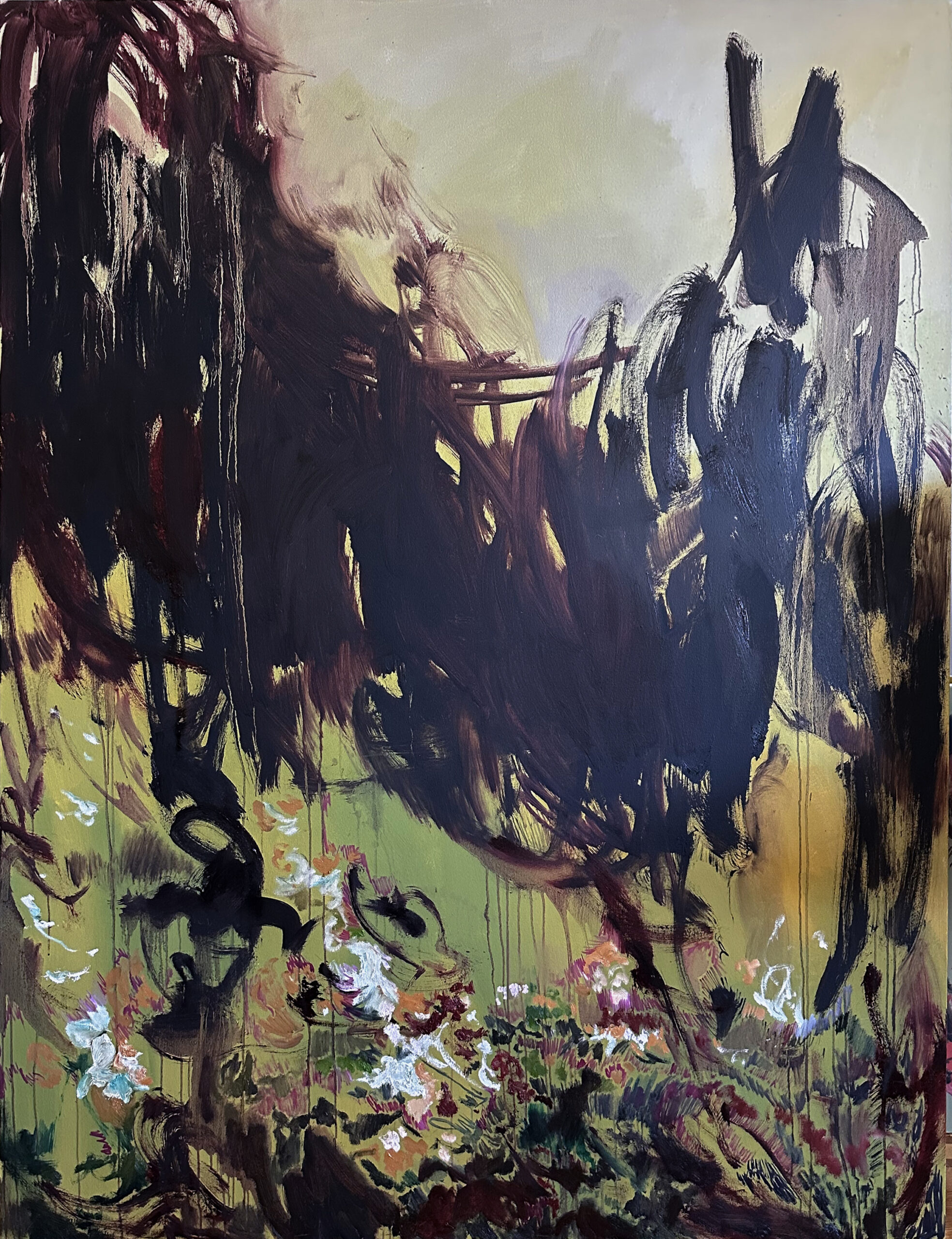 Heather Rubinstein Abstract, installation, stitched painting