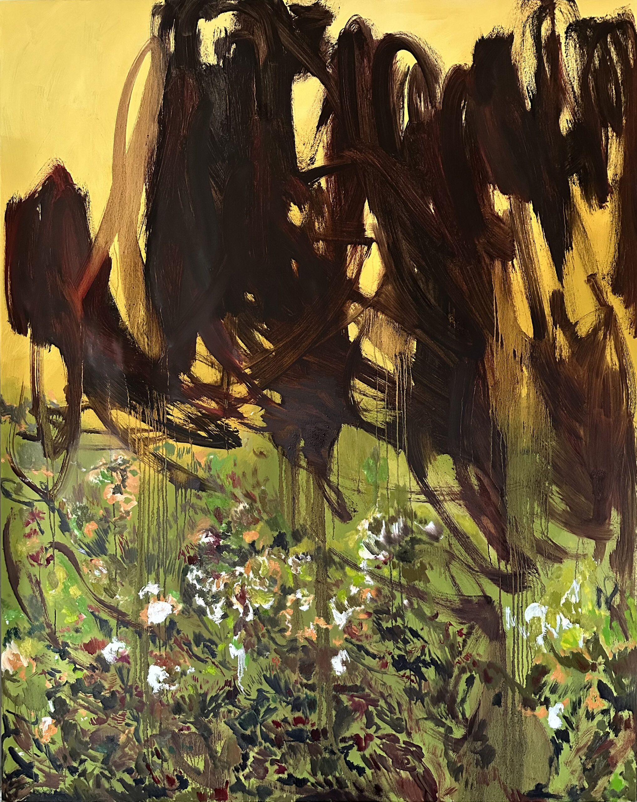 Heather Rubinstein Abstract, installation, stitched painting